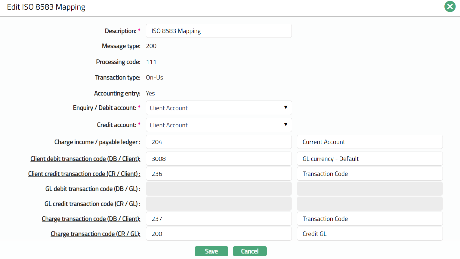 ISO 8583 Mapping | Documentation